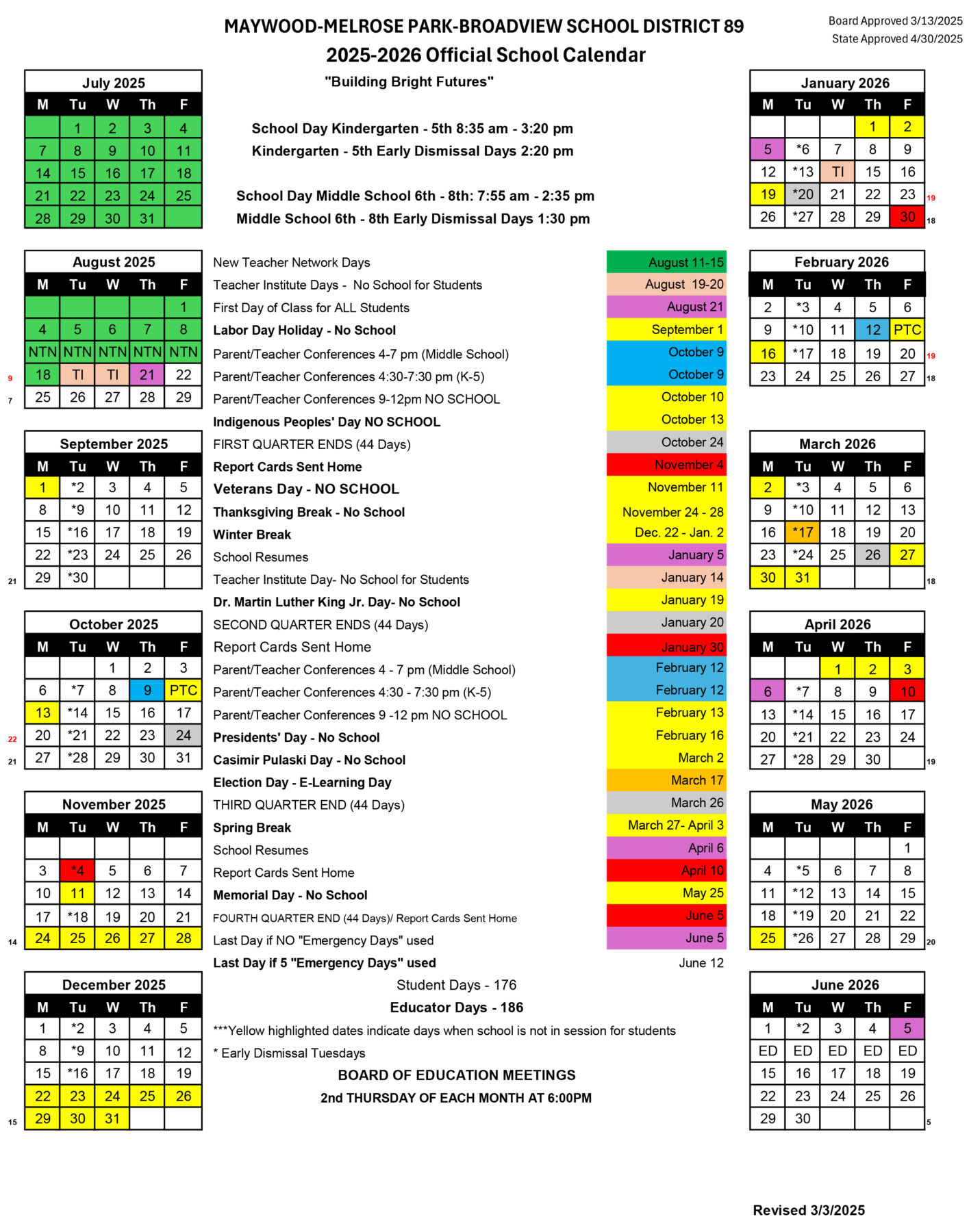 Garfield Elementary School - 2025-2026 Calendar